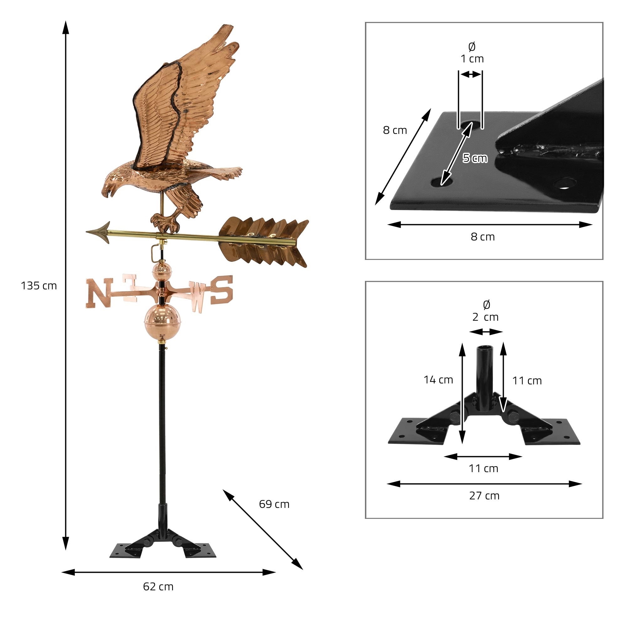 Vultur de vant, ML Design, 62x135x69 cm, cupru, negru-auriu, girueta ...