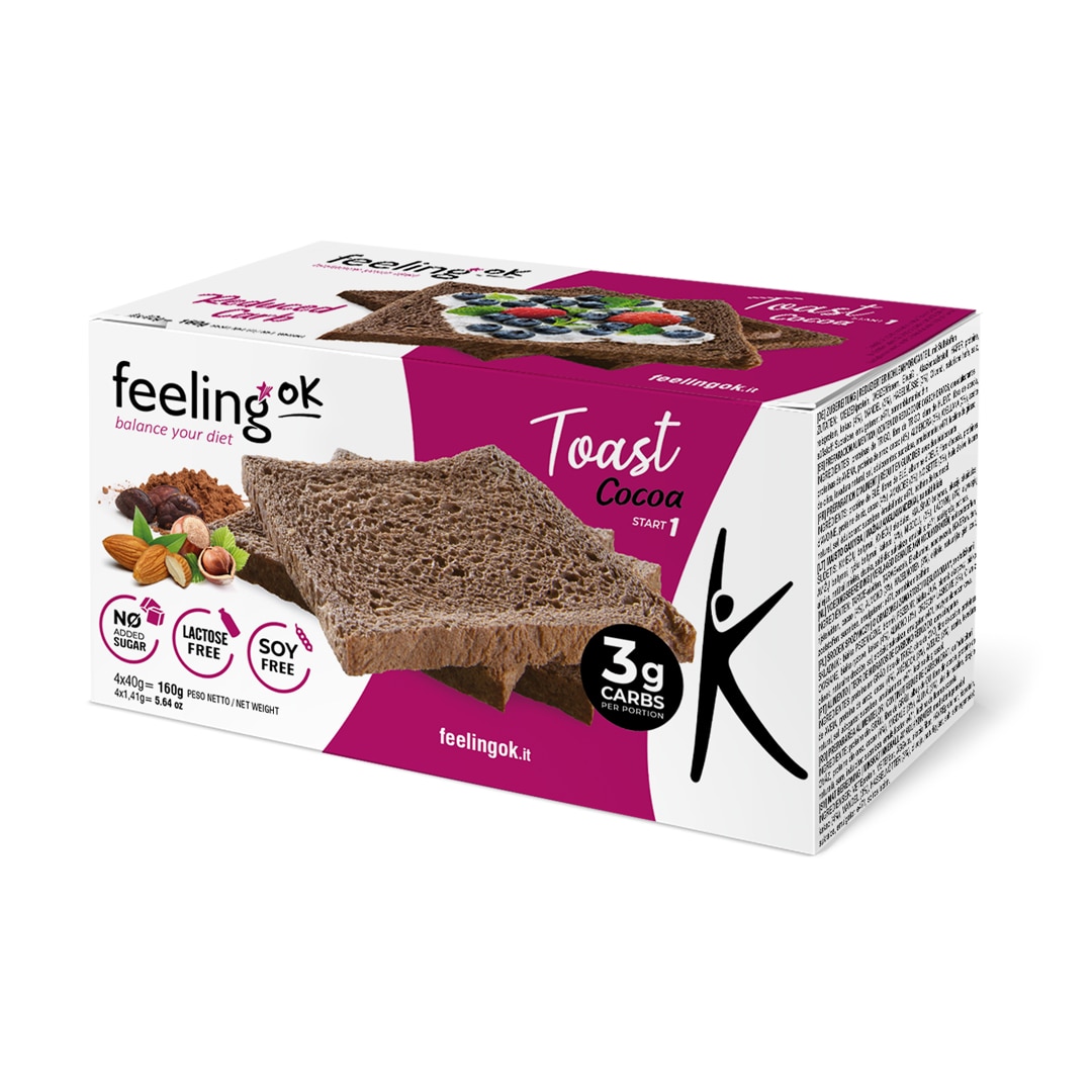 Toast cu cacao, Low-Carb, proteic, fara zahar (Faza 1), FeelingOK, 160g ...