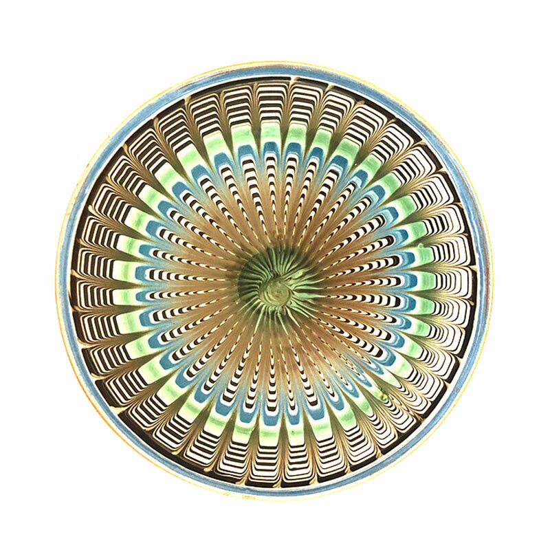 Farfurie din ceramica de Horezu, Coada de paun, model 7912, Ø 180 mm ...