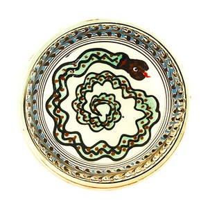 Farfurie din ceramica de Horezu, Sarpele casei, model 7950, Ø 180 mm ...