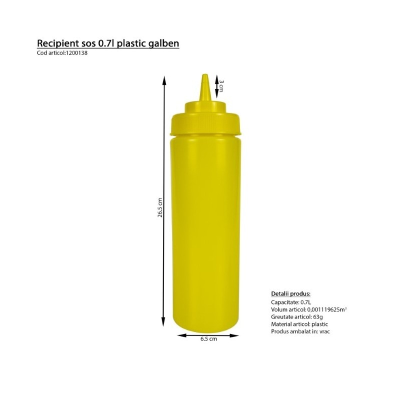 Recipient sos 0,7 l plastic galben, AZHOME - eMAG.ro