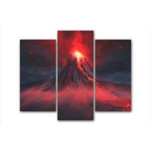 Set 4 Tablouri Multicanvas, Vulcan exploziv cu lava 599, Tipar UV ...