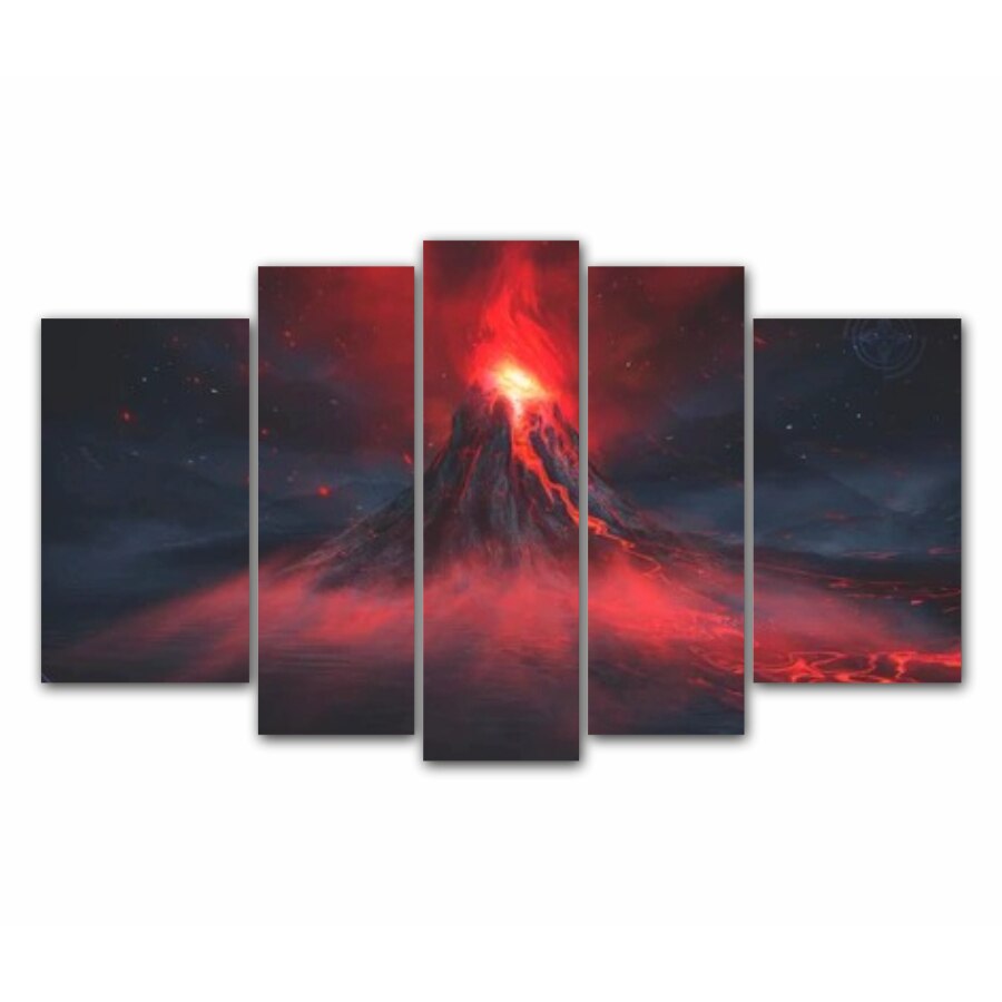 Set 5 Tablouri Multicanvas, Vulcan exploziv cu lava 599, Tipar UV ...