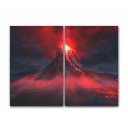 Set 2 Tablouri Multicanvas, Vulcan exploziv cu lava 599, Tipar UV ...