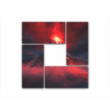 Set 4 Tablouri Multicanvas, Vulcan exploziv cu lava 599, Tipar UV ...