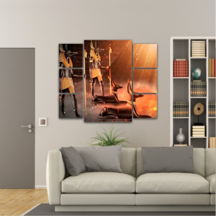 Set 7 Tablouri Multicanvas, Anubis al Egiptului Antic - Zeul Mortilor ...