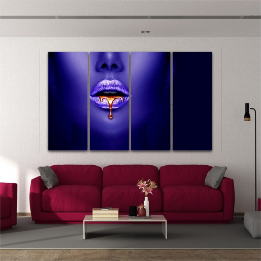 Set 4 Tablouri Multicanvas, Picaturi de vopsea 582, Tipar UV direct pe ...