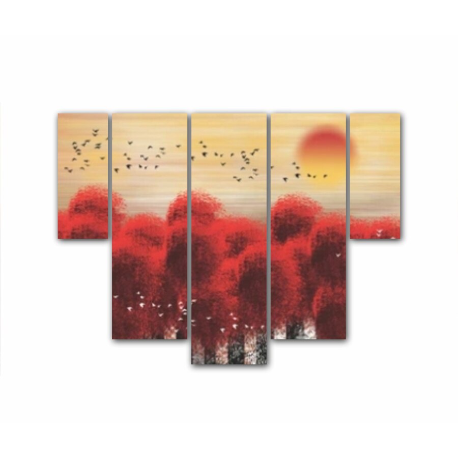Set 5 Tablouri Multicanvas, Padure de copaci rosii si a stolului de ...