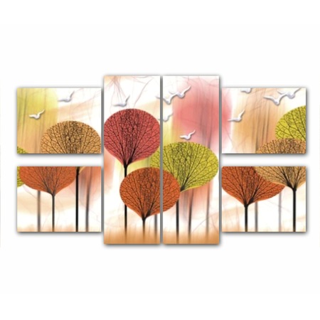 Set 6 Tablouri Multicanvas, Copacii colorate 708, Tipar UV pe panza ...