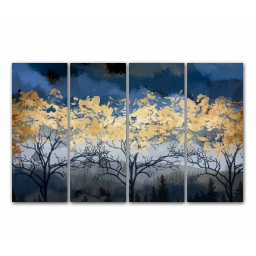 Set 4 Tablouri Multicanvas, Padure de noapte 729, Tipar UV direct pe ...