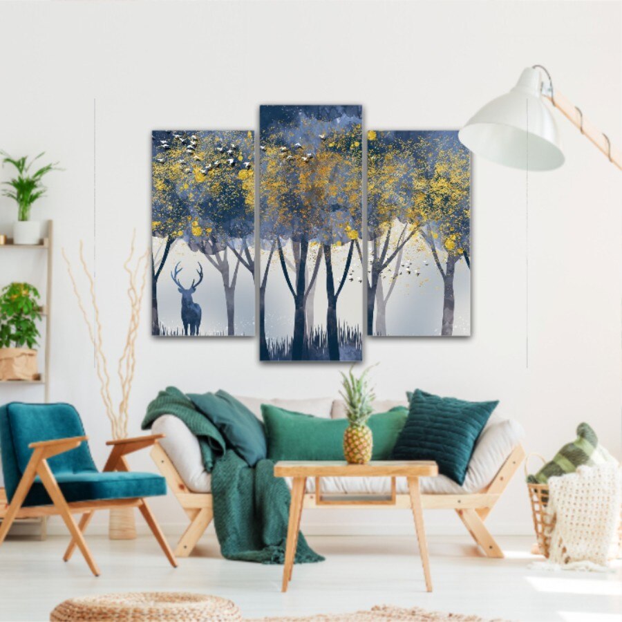 Set 3 Tablouri Multicanvas, Cerb mister in padure 731, Tipar UV direct ...