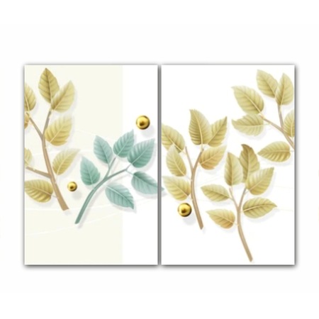 Set 2 Tablouri Multicanvas, Frunze si perline 763, Tipar UV pe panza ...