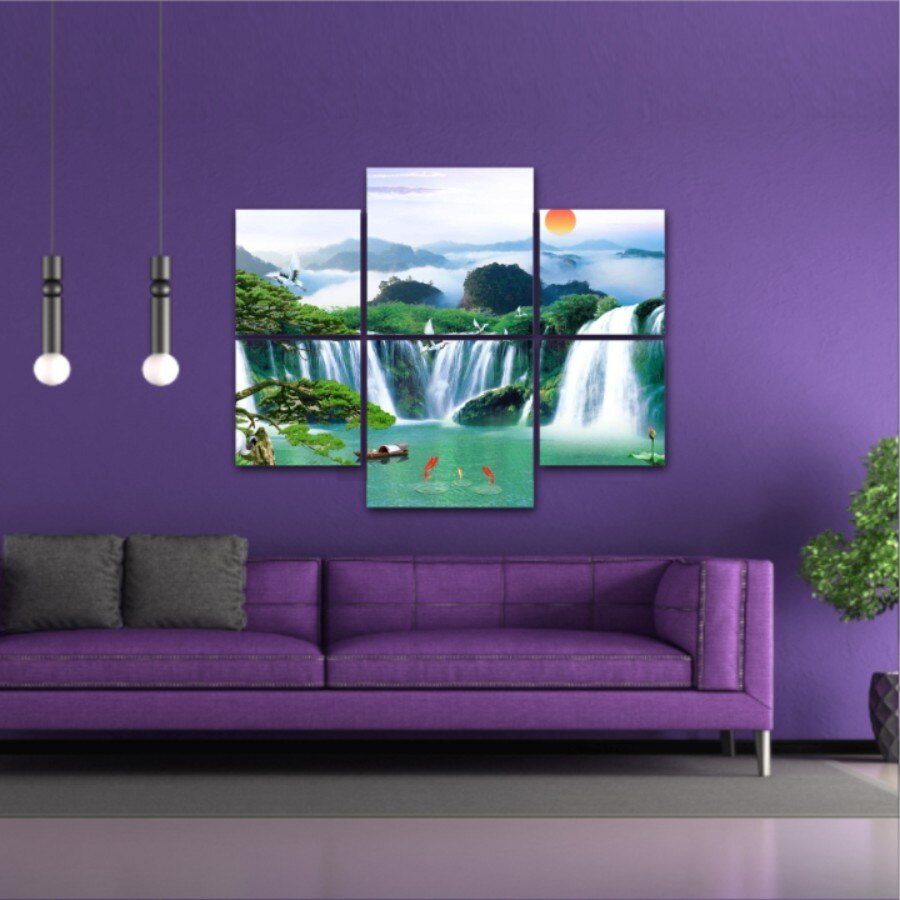 Set 6 Tablouri Multicanvas, Cascada in savana 766, Tipar UV direct pe ...