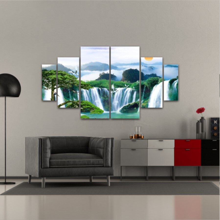 Set 6 Tablouri Multicanvas, Cascada in savana 766, Tipar UV direct pe ...