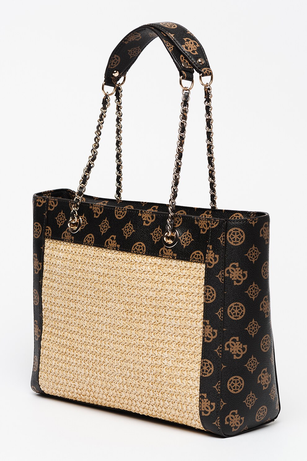 Guess, Geanta shopper cu model logo Always, Bej, Negru - eMAG.ro