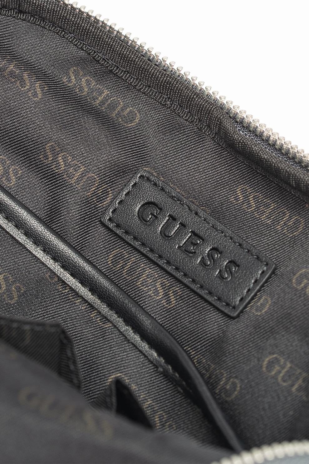 Guess, Geanta crossbody cu monograma Vezzola, Gri cenusa, Gri inchis ...