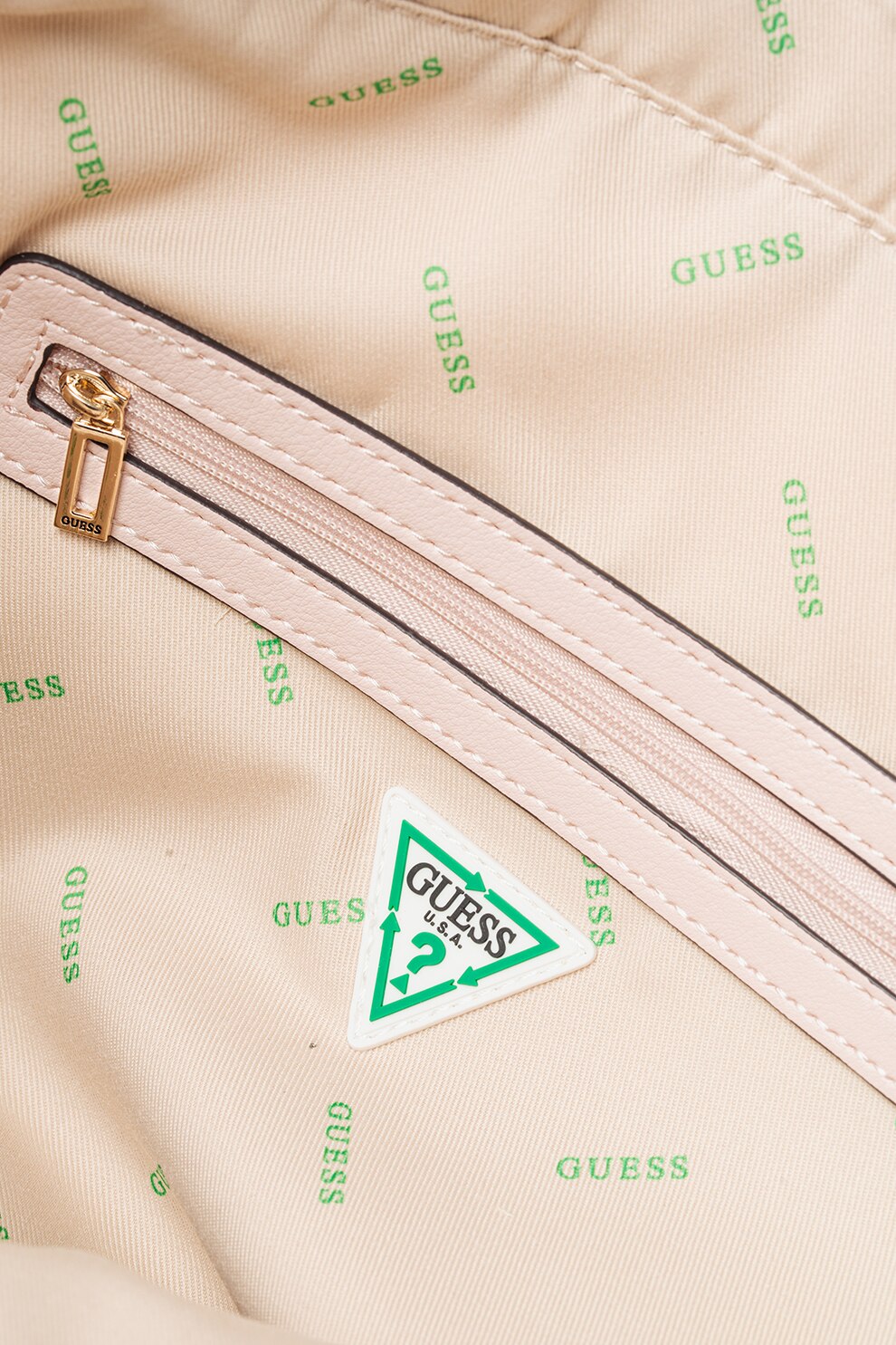 Guess, Geanta shopper mica cu buzunar frontal cu fermoar Gemma, Roz ...