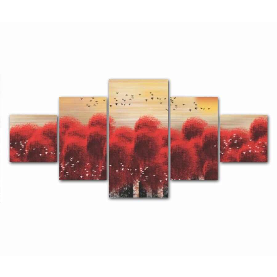 Set 5 Tablouri Multicanvas, Padure de copaci rosii si a stolului de ...
