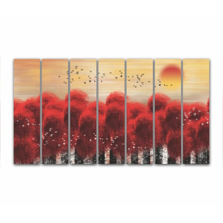 Set 7 Tablouri Multicanvas, Padure de copaci rosii si a stolului de ...
