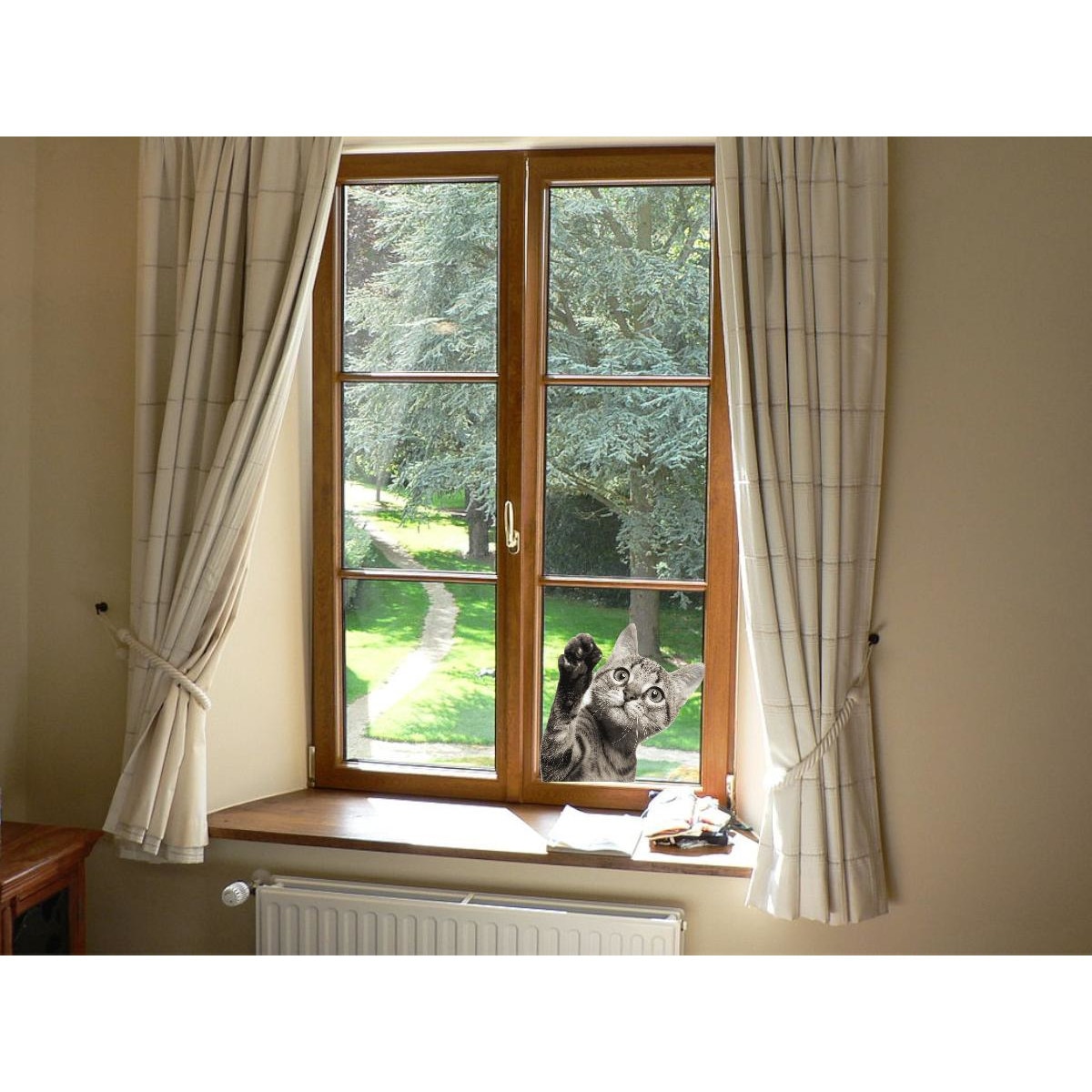 Sticker decorativ perete / geam pisica 3d 24 x 24 cm - eMAG.ro