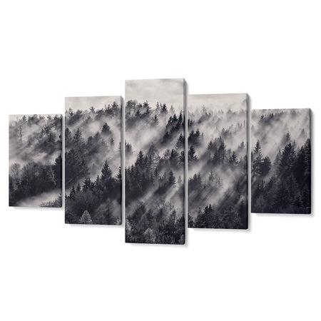 Set 5 piese Tabouri Decor multicanvas premium, Padure de brazi cu ...