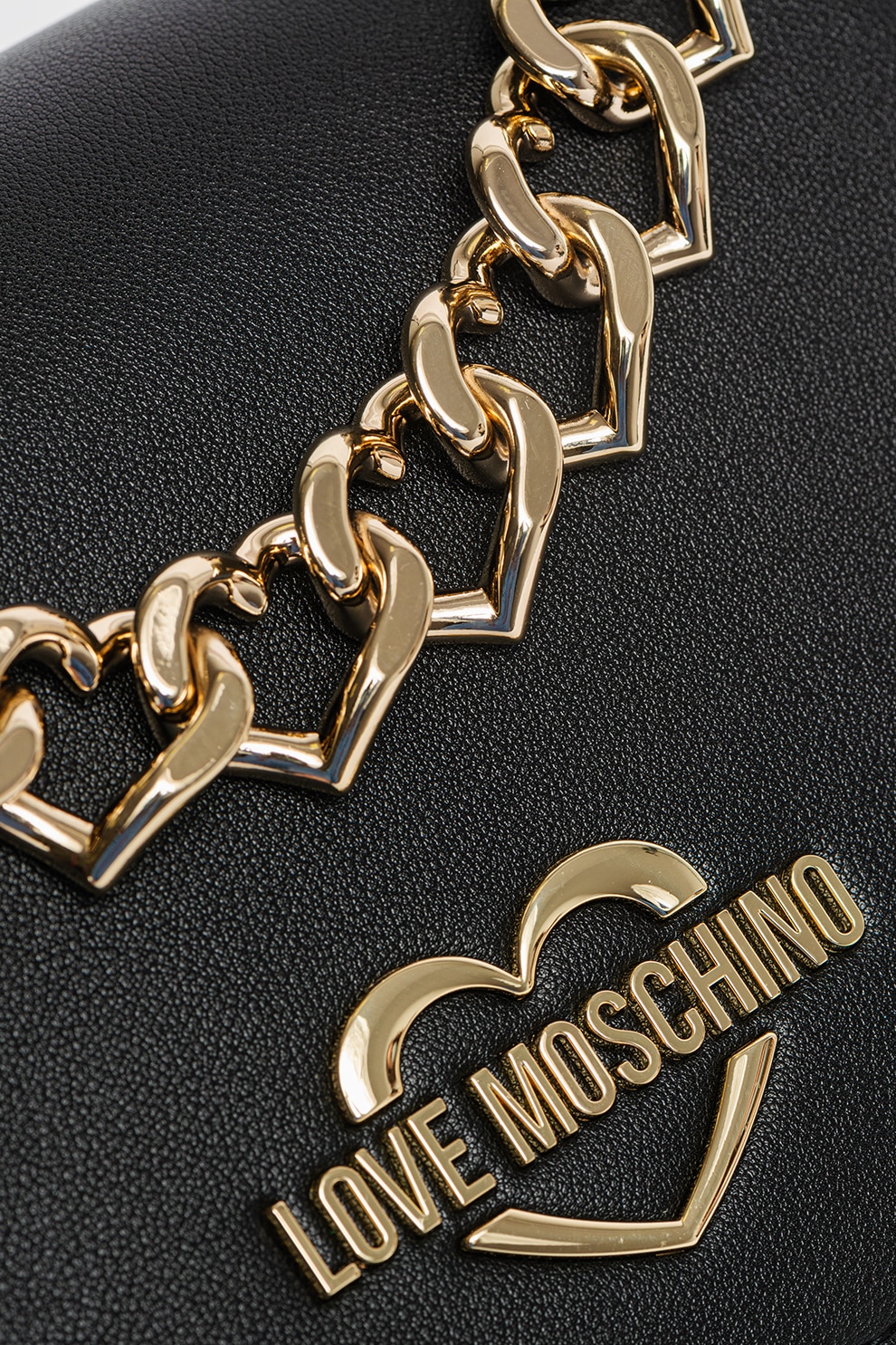 Love Moschino, Geanta crossbody de piele ecologica cu lant cu inimi ...