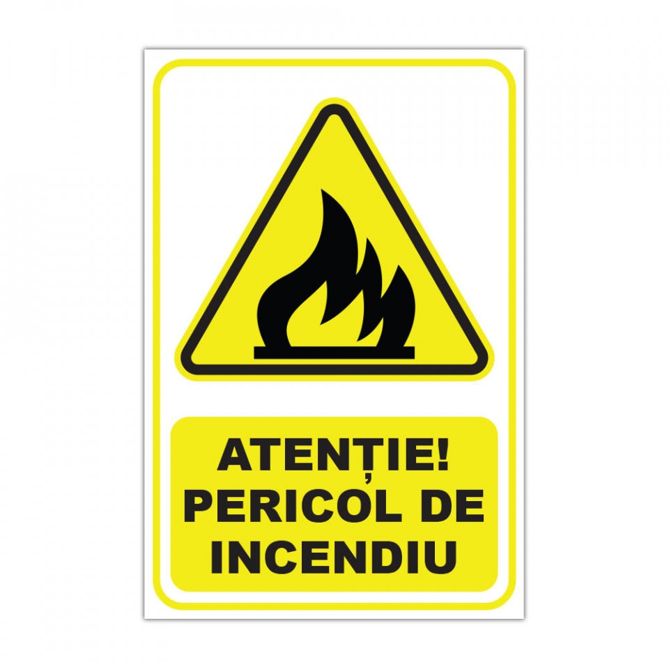 Indicator Avertizare, Pericol de incendiu, Autocolant, 15x20 cm - eMAG.ro