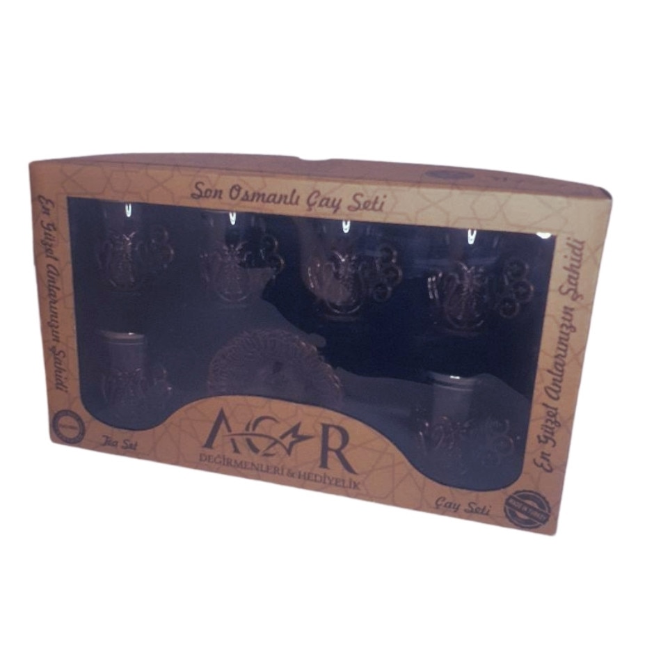 Set 6 cesti ceai turcesc, metalice/sticla, Acar - eMAG.ro