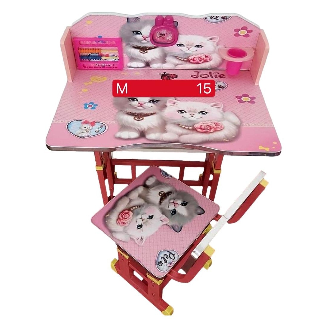 Birou cu scaun pentru copii, reglabil, cu numaratoare si ceas, cadru ...