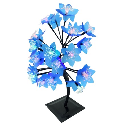 Pomisor Deliny® cu flori si leduri colorate, 24 leduri, Albastru, 35 cm ...