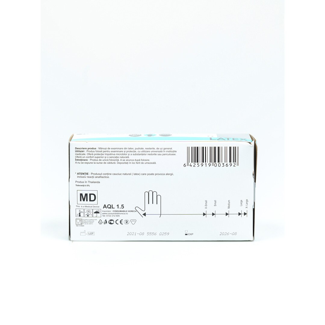 Set 100 Manusi Examinare din Latex Pudrate, Marime S - eMAG.ro