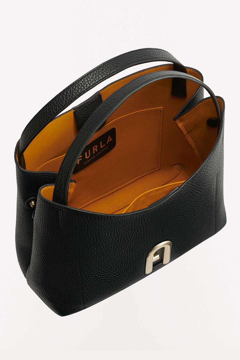 Furla, Geanta din piele cu bareta de umar si aplicatie logo metalica ...