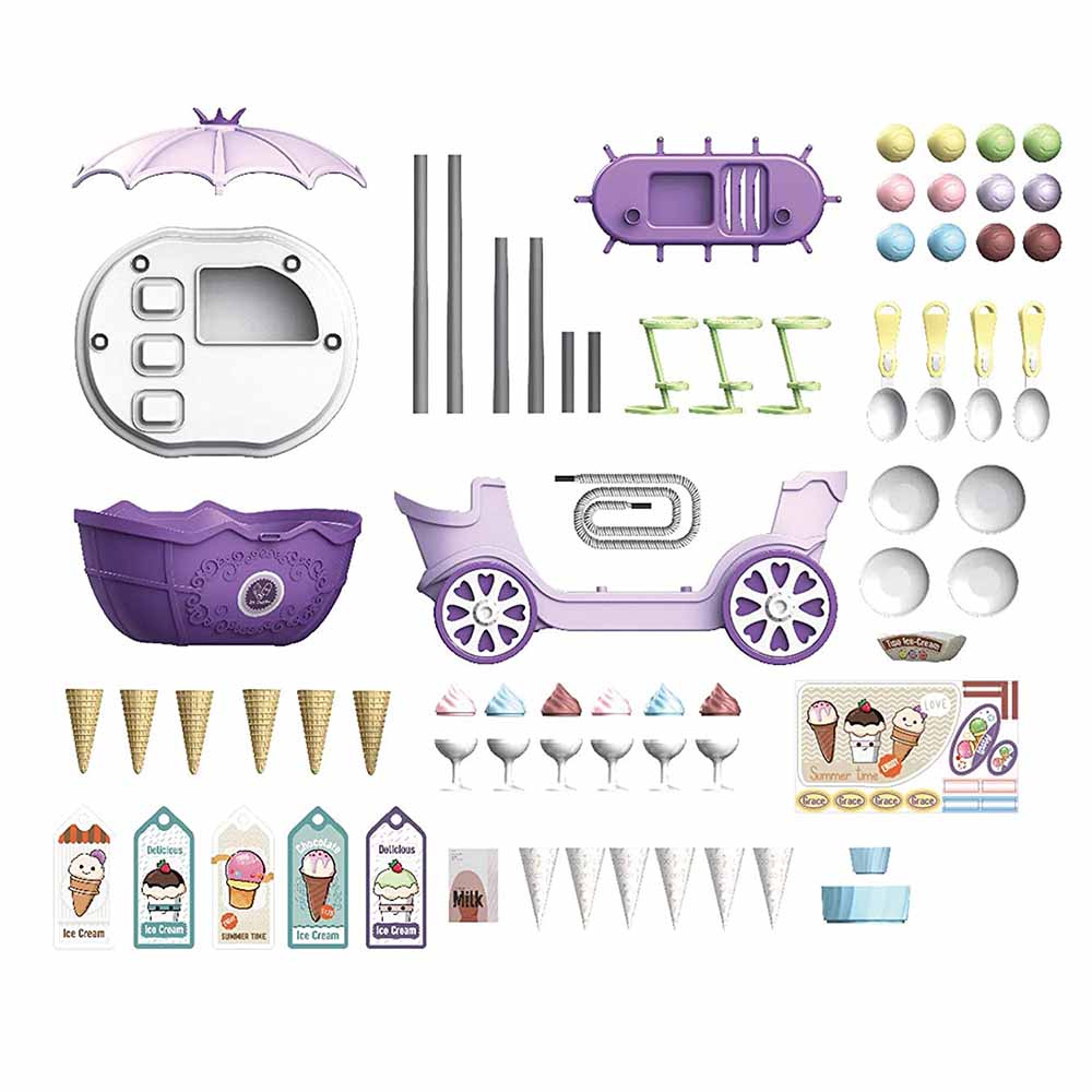 Set carucior cu inghetata 4 in 1 Timeless Tools, 42 piese, Mov - eMAG.ro