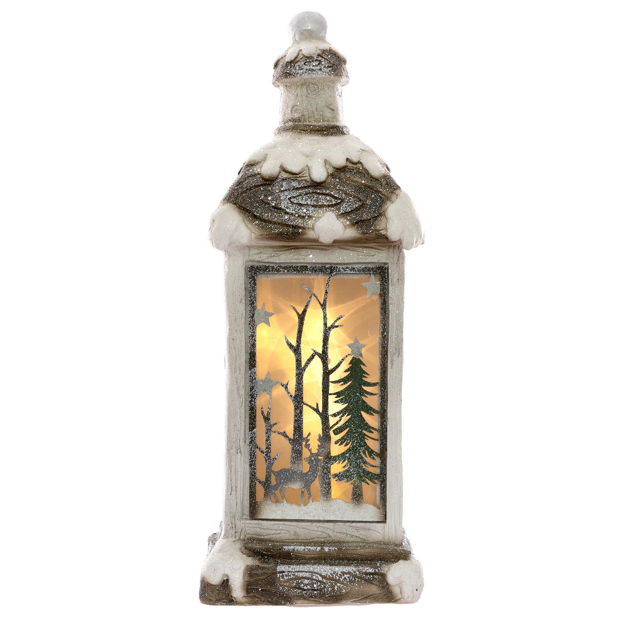 Felinar decor, ECD Germany, 19x60x22 cm, model cu brazi si caprioara ...