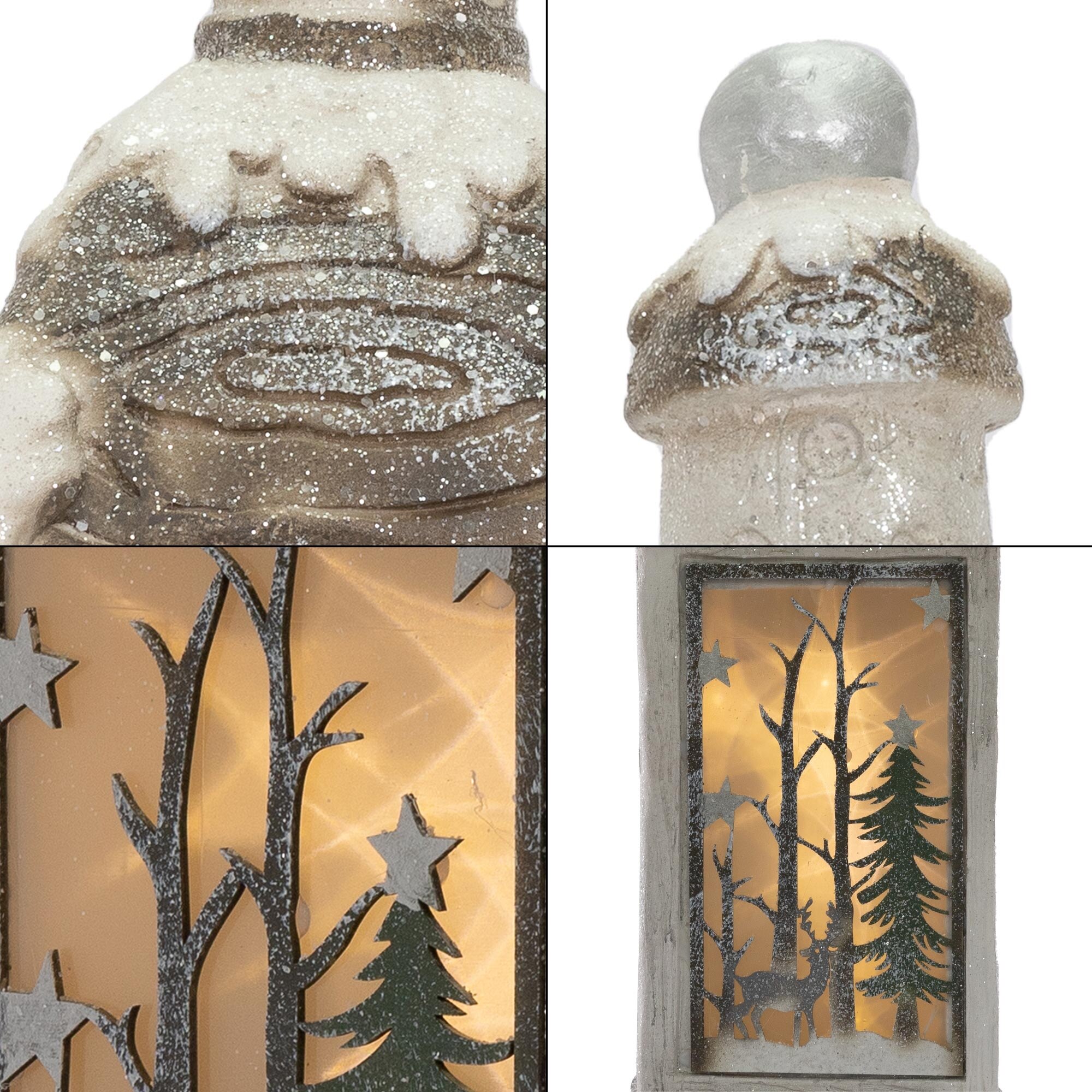 Felinar decor, ECD Germany, 19x60x22 cm, model cu brazi si caprioara ...