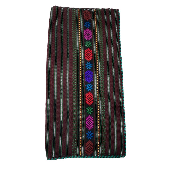 Catrinta pentru costum popular traditonal, model tesut cu flori, 150 cm ...