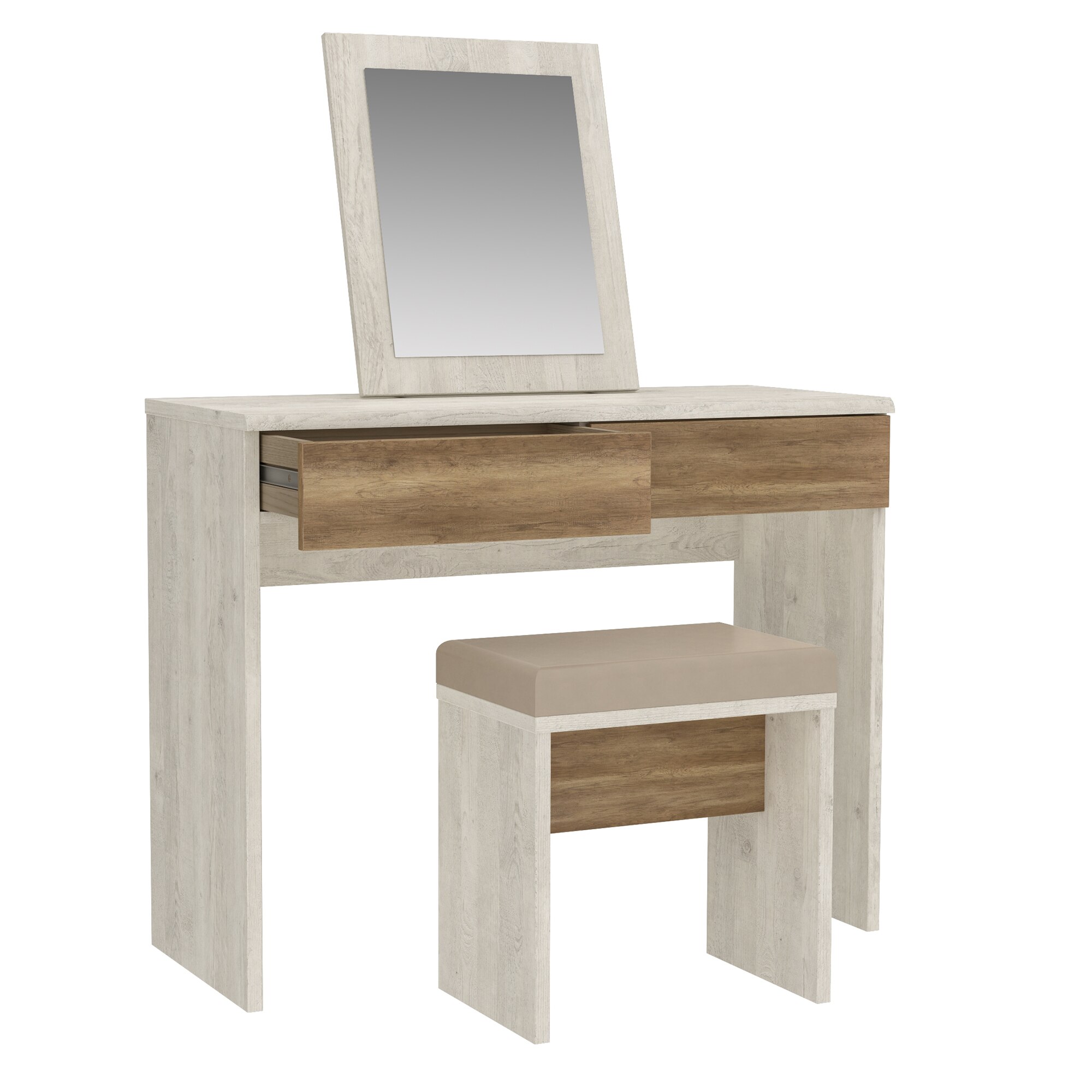 Masuta machiaj Kring Makeup, 100/132.5x41.3, culoare stejar - eMAG.ro