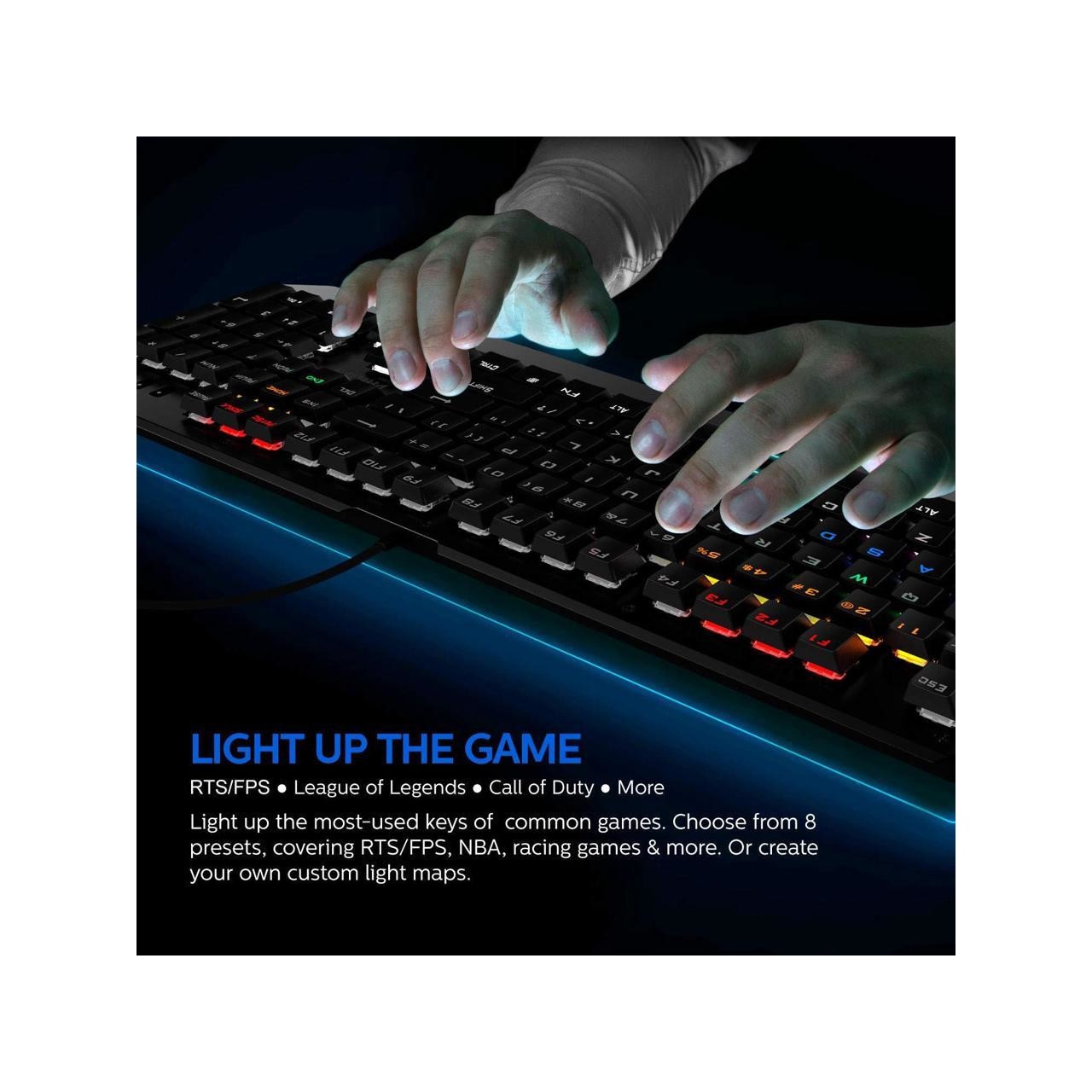 Механична клавиатура Philips SPK8413, USB, RGB Ambiglow, Blue Switch, N ...