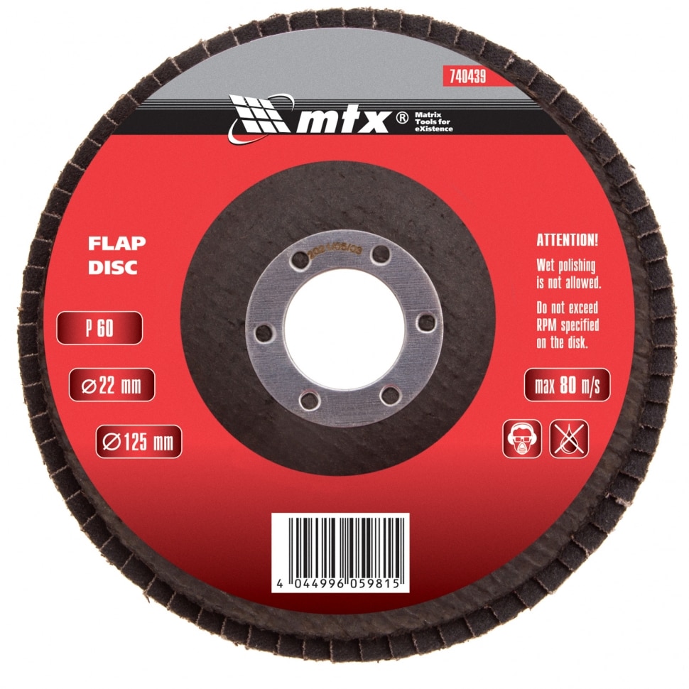 Disc lamelar pentru slefuit pentru polizor unghiular, P 60, 125 x 22,2 mm, MTX - eMAG.ro