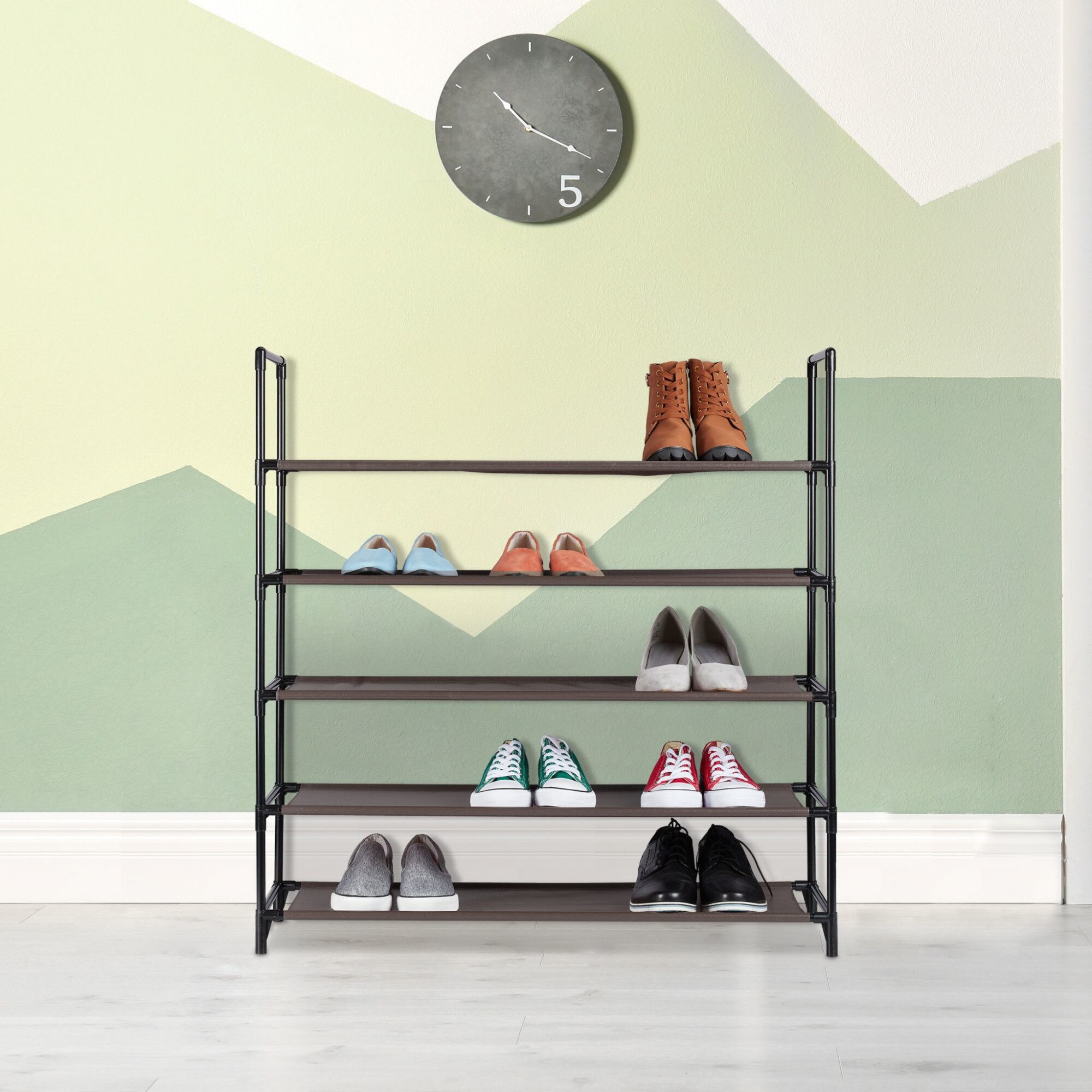 Pantofar cu 5 nivele, Relaxdays, maro / negru, pentru 20 de perechi, 90 ...