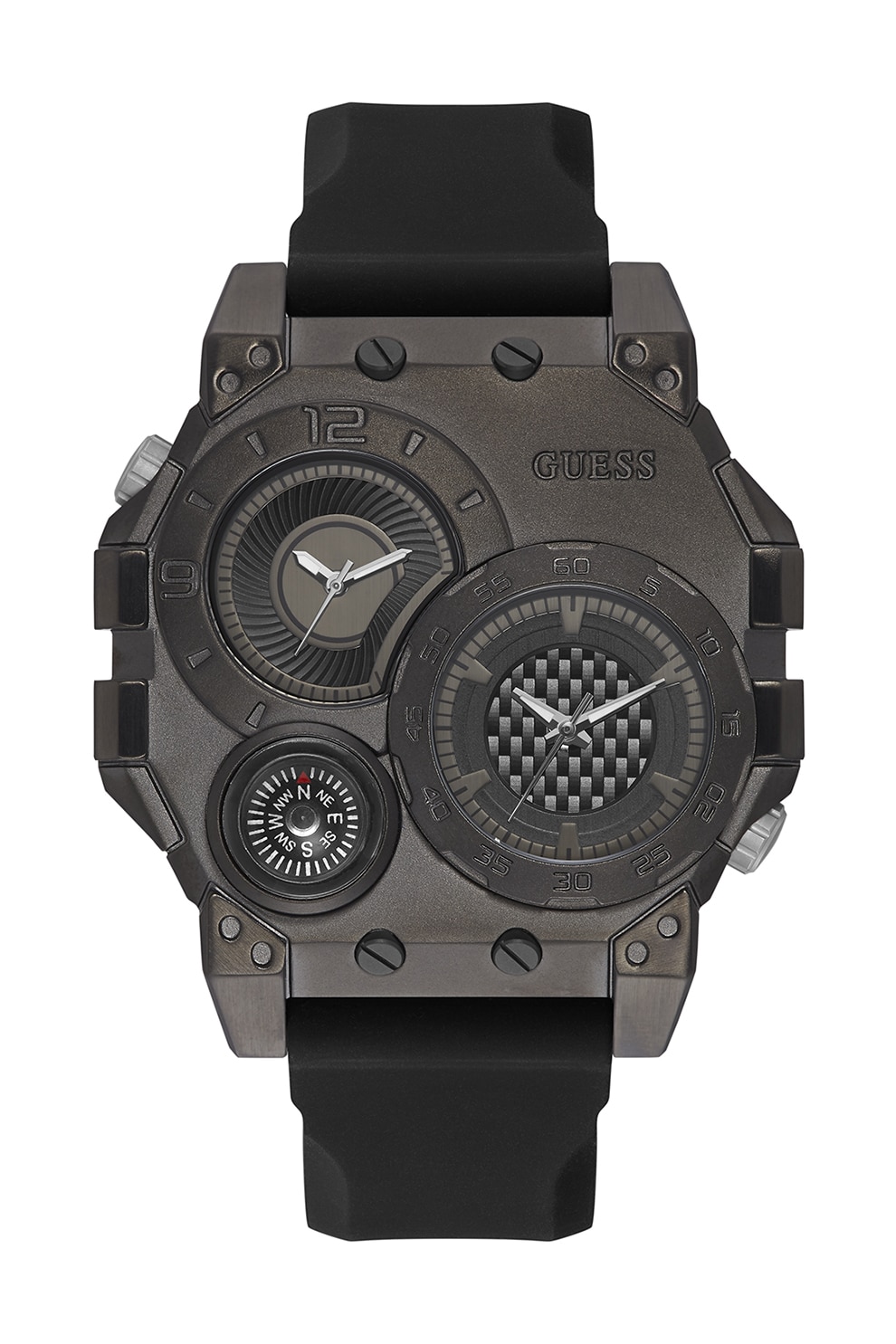 Guess, Ceas quartz cu o curea din silicon, Negru - eMAG.ro