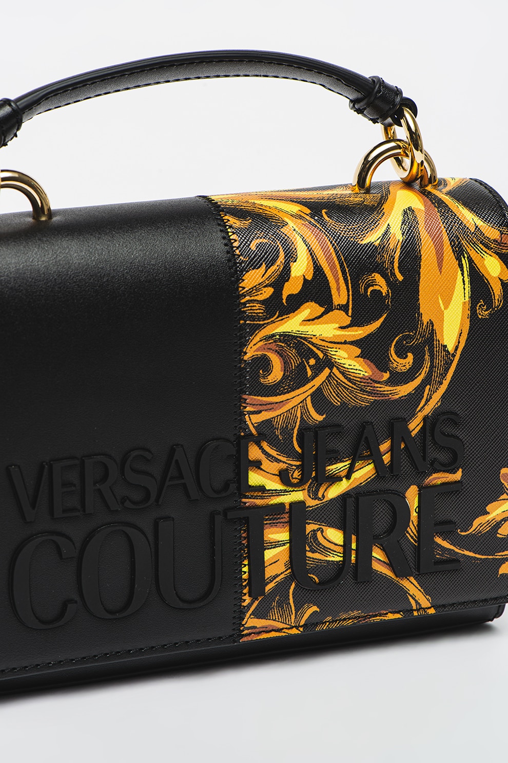 Versace Jeans Couture, Geanta cu bareta din lant si imprimeu baroc ...