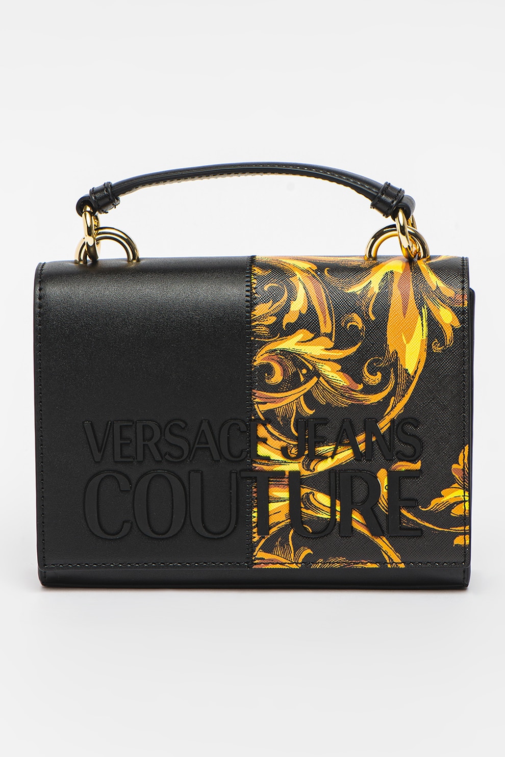 Versace Jeans Couture, Geanta cu bareta din lant si imprimeu baroc ...