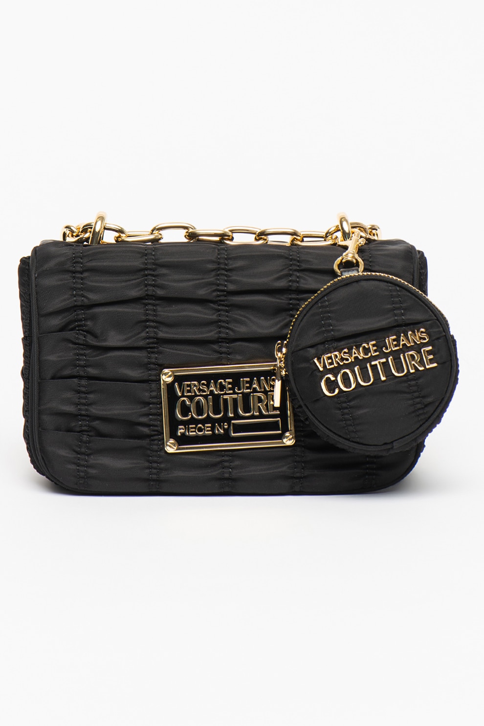 Versace Jeans Couture, Geanta crossbody cu bareta din lant, Negru - eMAG.ro