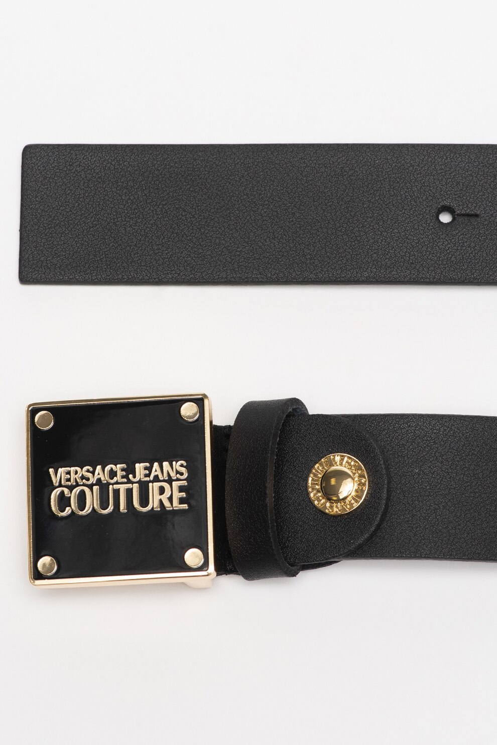 Versace Jeans Couture, Curea din piele cu tinte, Negru, 95 - eMAG.ro
