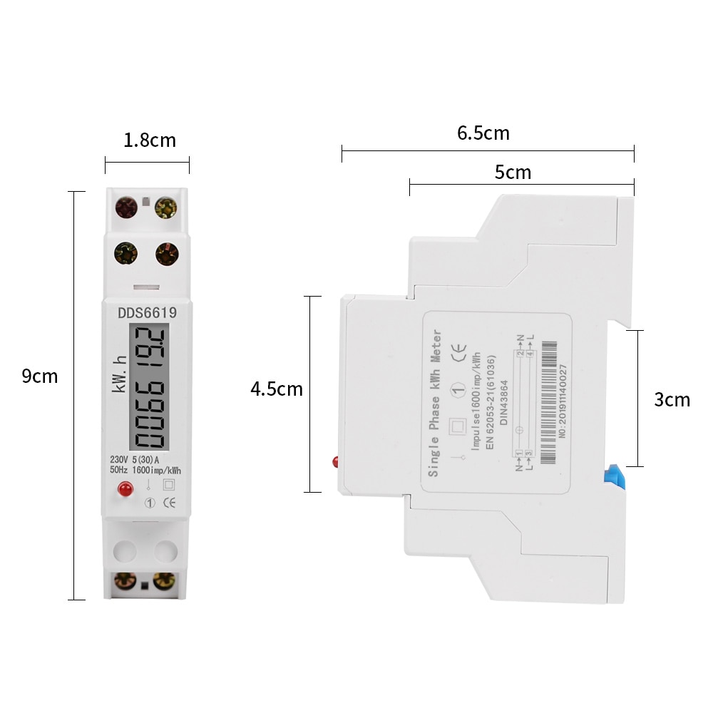 Sinotimer DDS6619-002-30A Egyfázisú villanyóra, 230 V, AC 50 Hz, 2,5(30 ...
