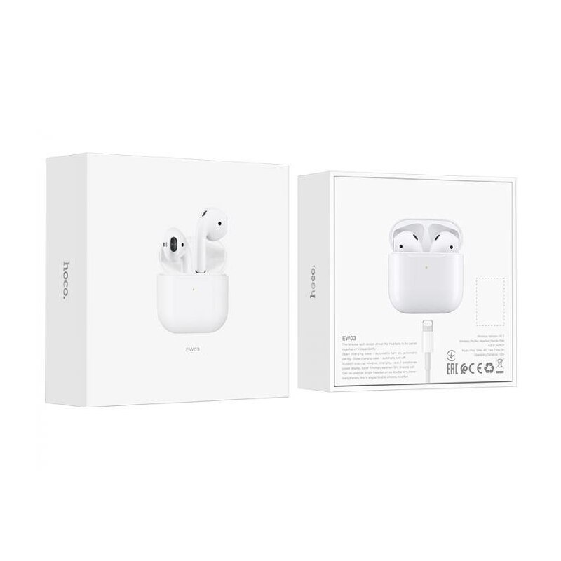 Слушалки Bluetooth HOCO EW03 Plus, SinglePoint, Бял - eMAG.bg
