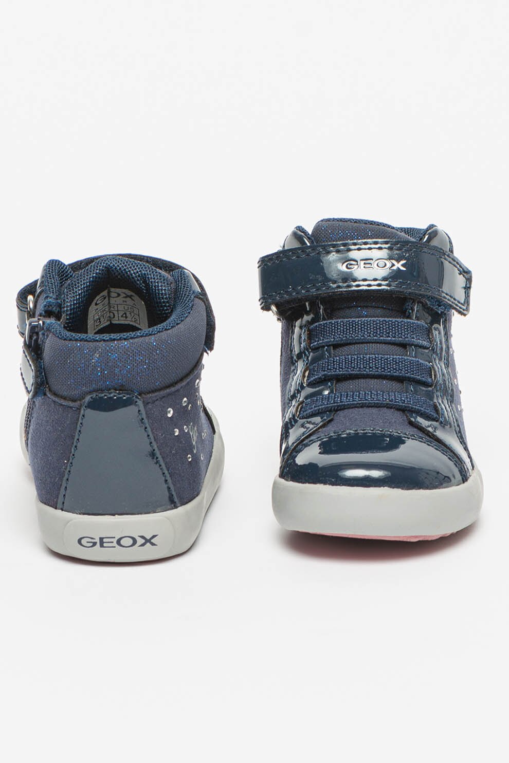 Geox, Pantofi sport mid-high cu detalii lacuite Gisli, Navy, 20 EU ...