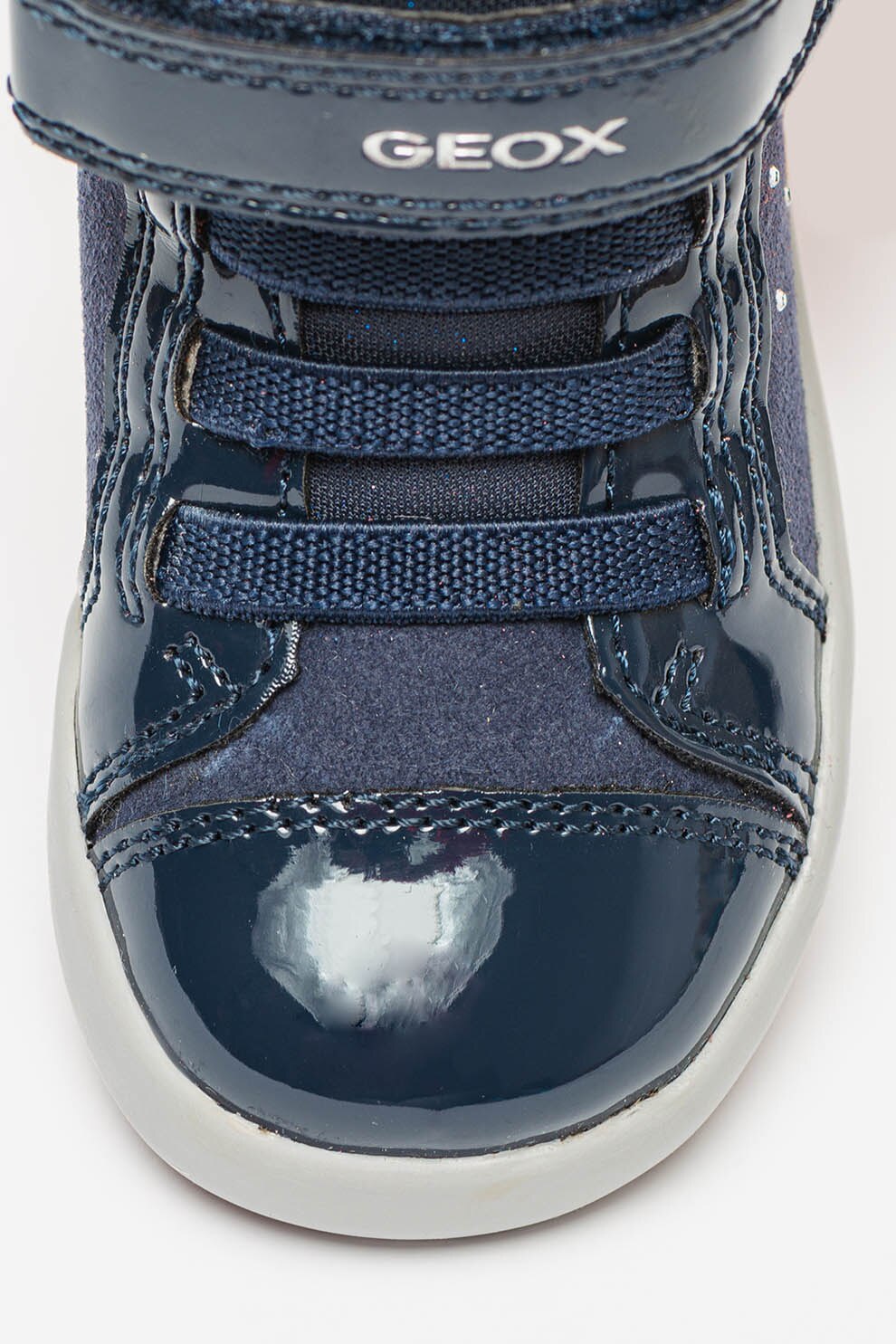 Geox, Pantofi sport mid-high cu detalii lacuite Gisli, Navy, 20 EU ...