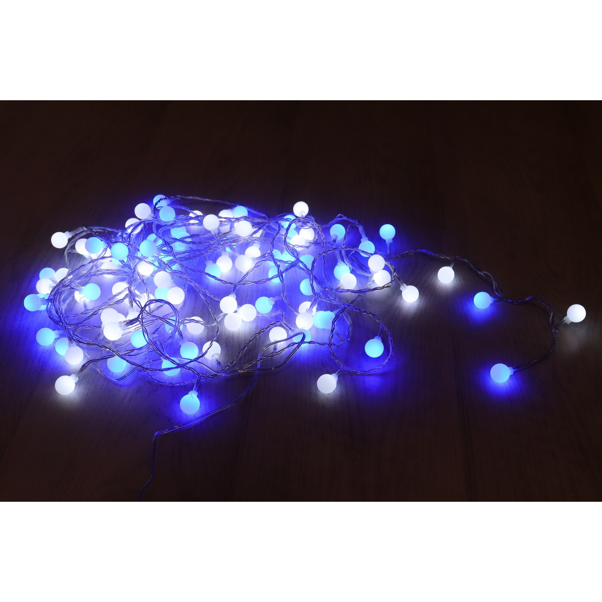 Karácsonyfa labda telepítés, Hoff, 100 fehér és kék LED, 7,92 m, 230V ...